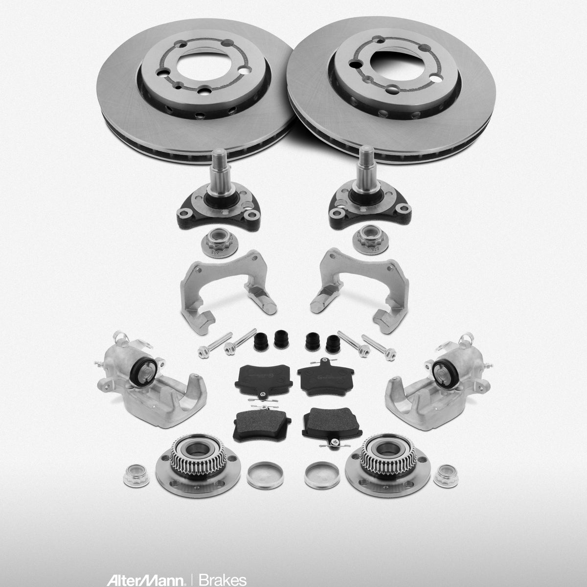 Compact rear bearing conversion kit, with brakes, 5x100 256mm rotors ...